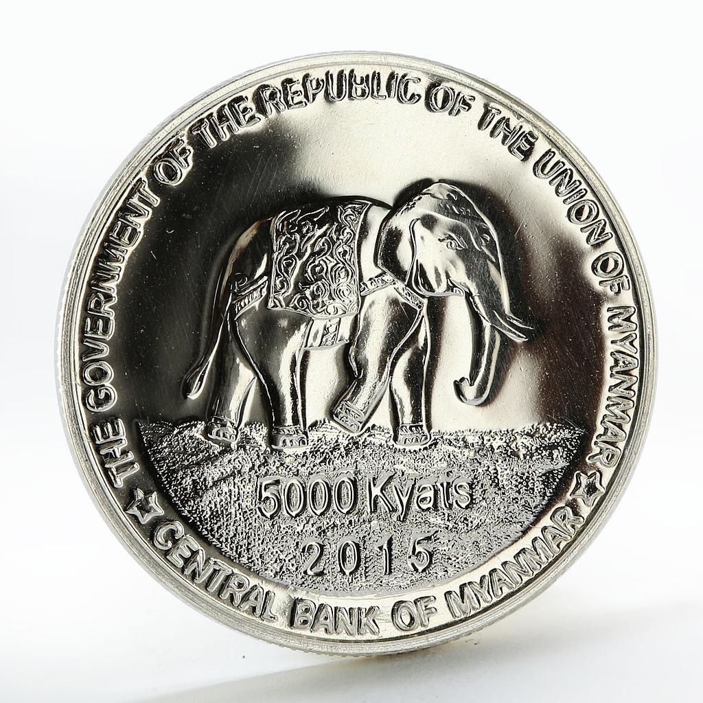 Myanmar 5000 kyats Government of Republic of Union Myanmar silver coin ...