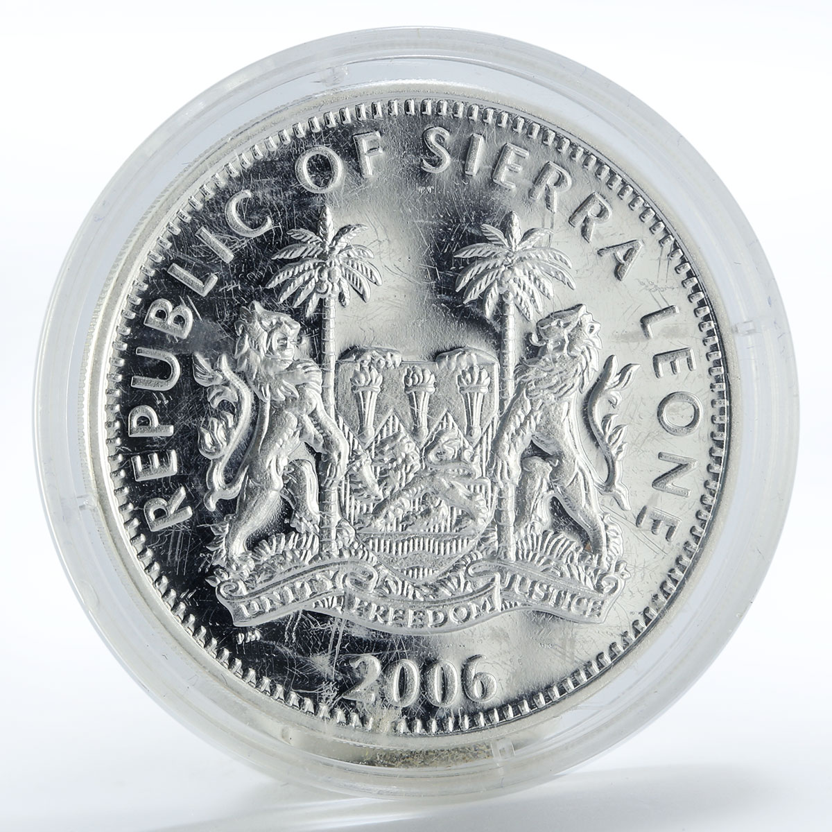 Sierra Leone 10 dollars Chimpanzee animals proof silver coin 2006 ...