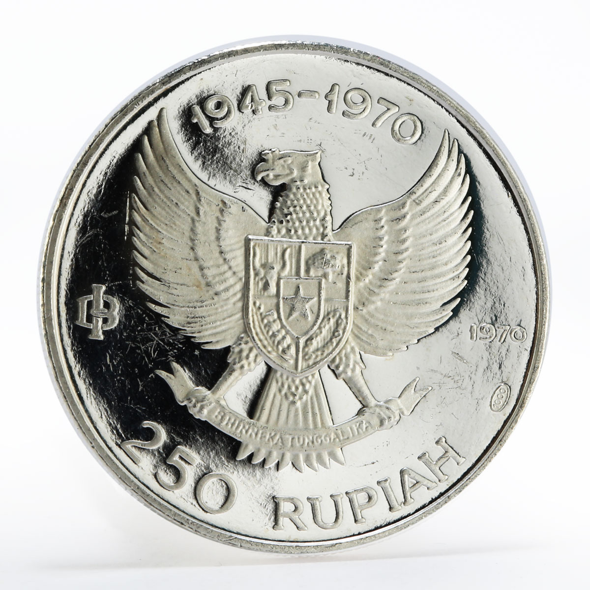Indonesia 250 rupiah 25th Anniversary of Independence proof silver coin ...