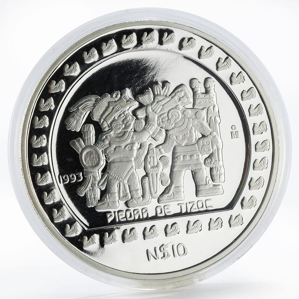 Mexico 10 pesos Piedra de Tizoc proof silver coin 1993 | Coinsberg