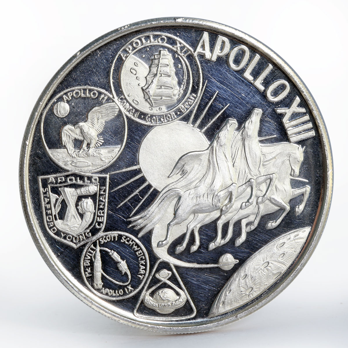 Fujairah 10 riyals Apollo XIII Moon Landing Program proof silver coin ...