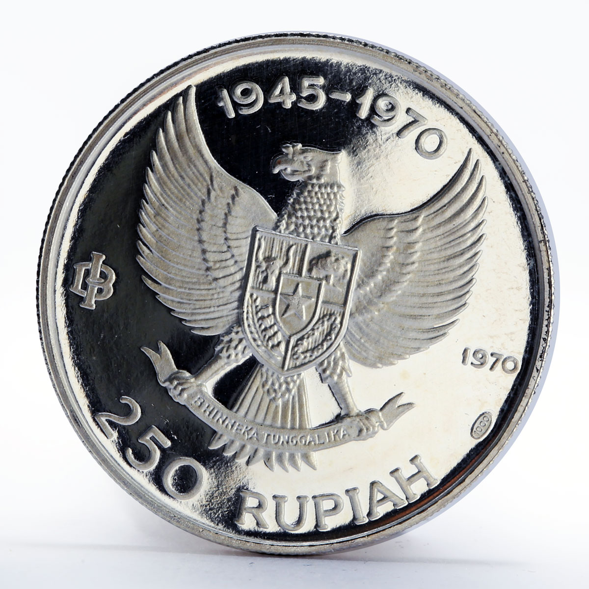 Indonesia 250 rupiah 25th Anniversary of Independence proof silver coin ...