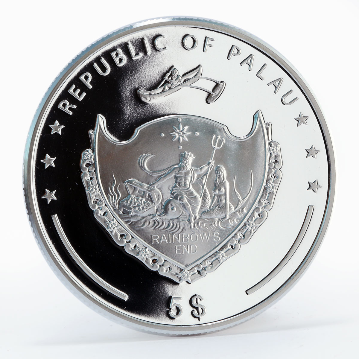 Palau 5 dollars Marine Life Black Pearl colored proof silver coin 2006 ...