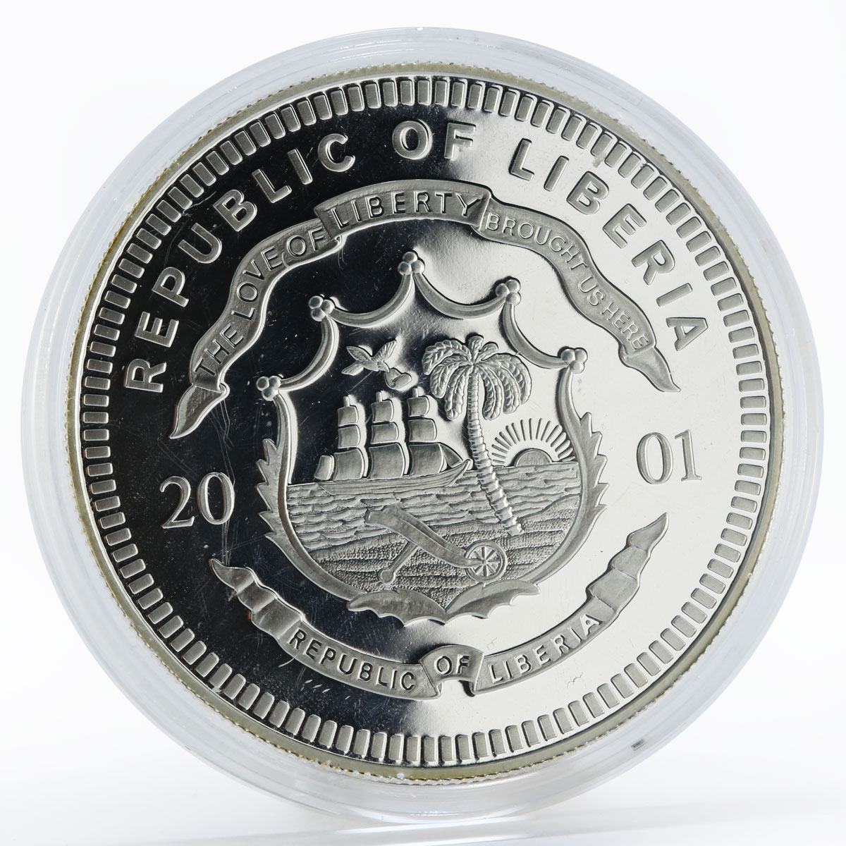 Liberia 20 dollars Year of the Snake silver proof coin 2001 | Coinsberg