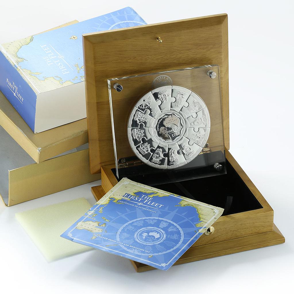 Australia 1 dollar First Fleet Ship 1788 5 oz set proof silver coin ...