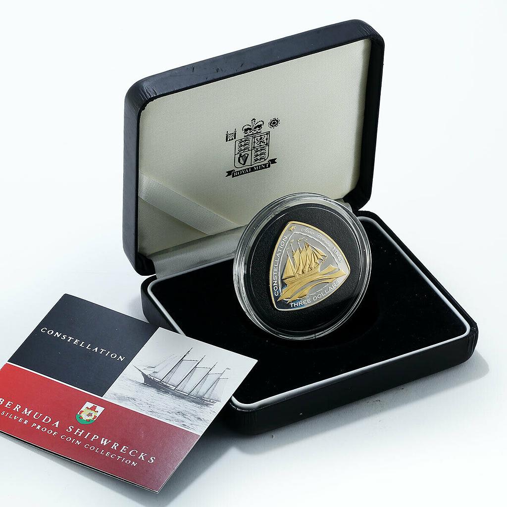 Bermuda 3 dollars Constellation ship Anno Domini 1943 silver coin 2006 ...