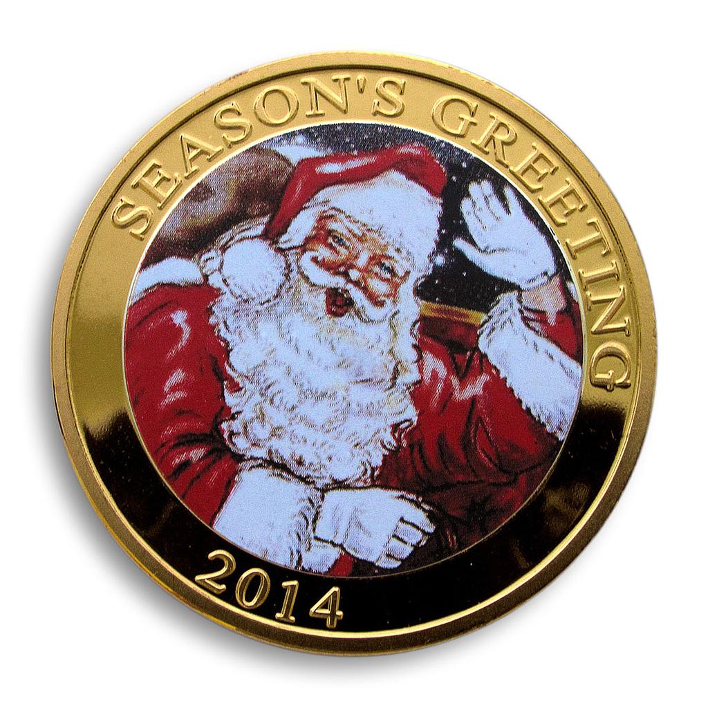 Seasons Greetings Coin, SANTA Claus, 2014, Merry Christmas, Gold Plated ...