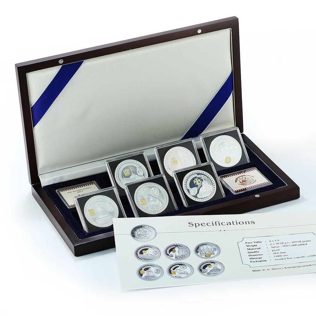 Liberia set of 6 coins Kremlin Series silver gilded proof coin 2011 ...