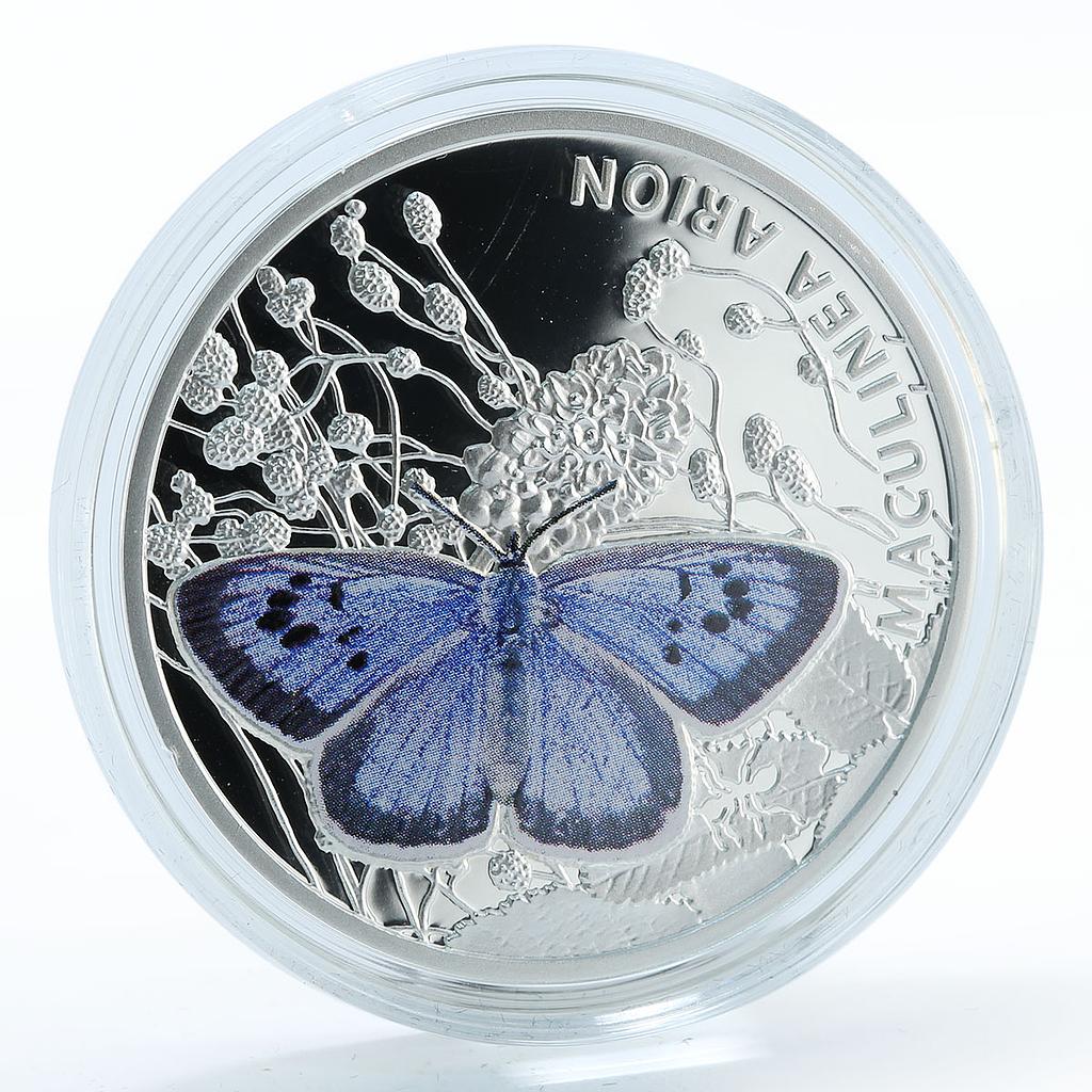 Niue 1 dollar Maculinea Arion Blue Butterfly Fauna colored silver coin ...