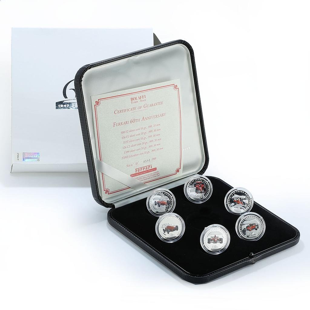Palau, 60th Anniversary Set, Ferrari, Formula, F1, Racing, Silver coins ...