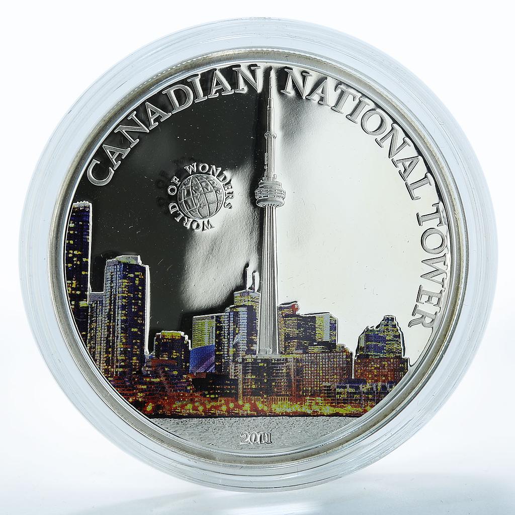 Palau 5 dollars World of Wonders Canadian Tower Architecture silver ...