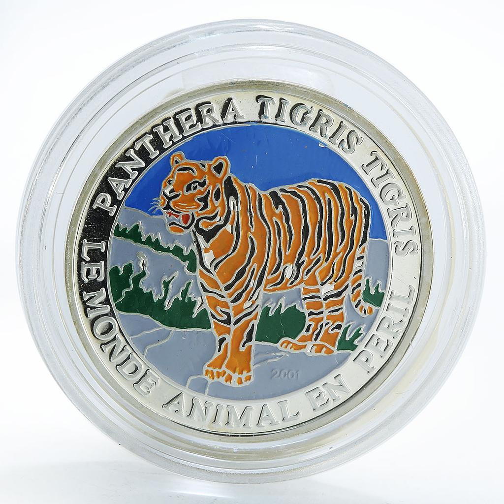 Togo 500 Francs Wild Animals Tiger silver colored coin 2001 | Coinsberg