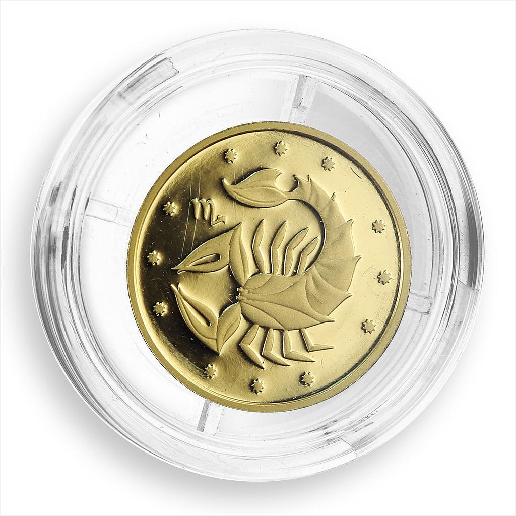 Ukraine 2 hryvnas Signs of the Zodiac Scorpio gold coin 2007 | Coinsberg