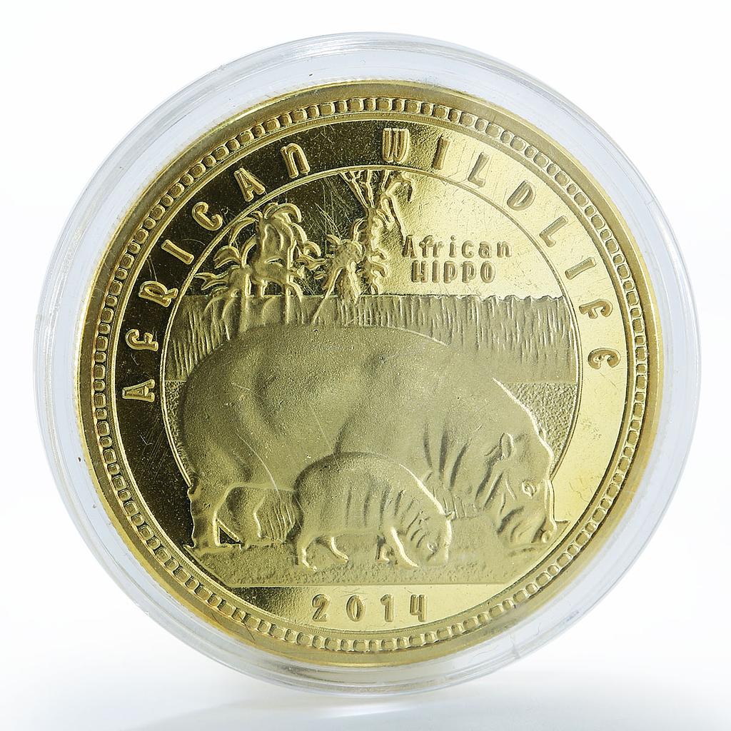 Zambia 1000 kwacha African Wildlife Hippo coin 2014 | Coinsberg