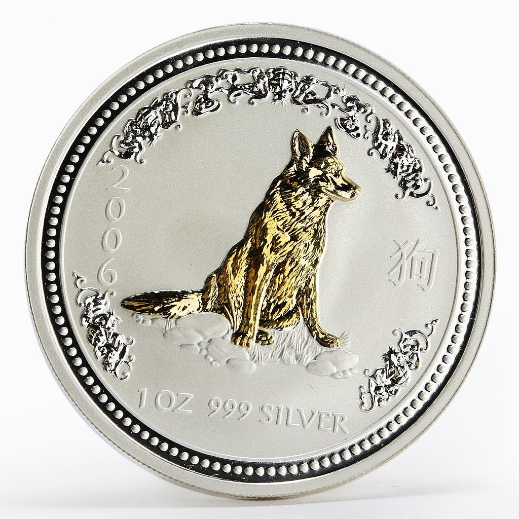 Australia 1 dollar Year of the Dog Lunar Series I gilded silver coin ...