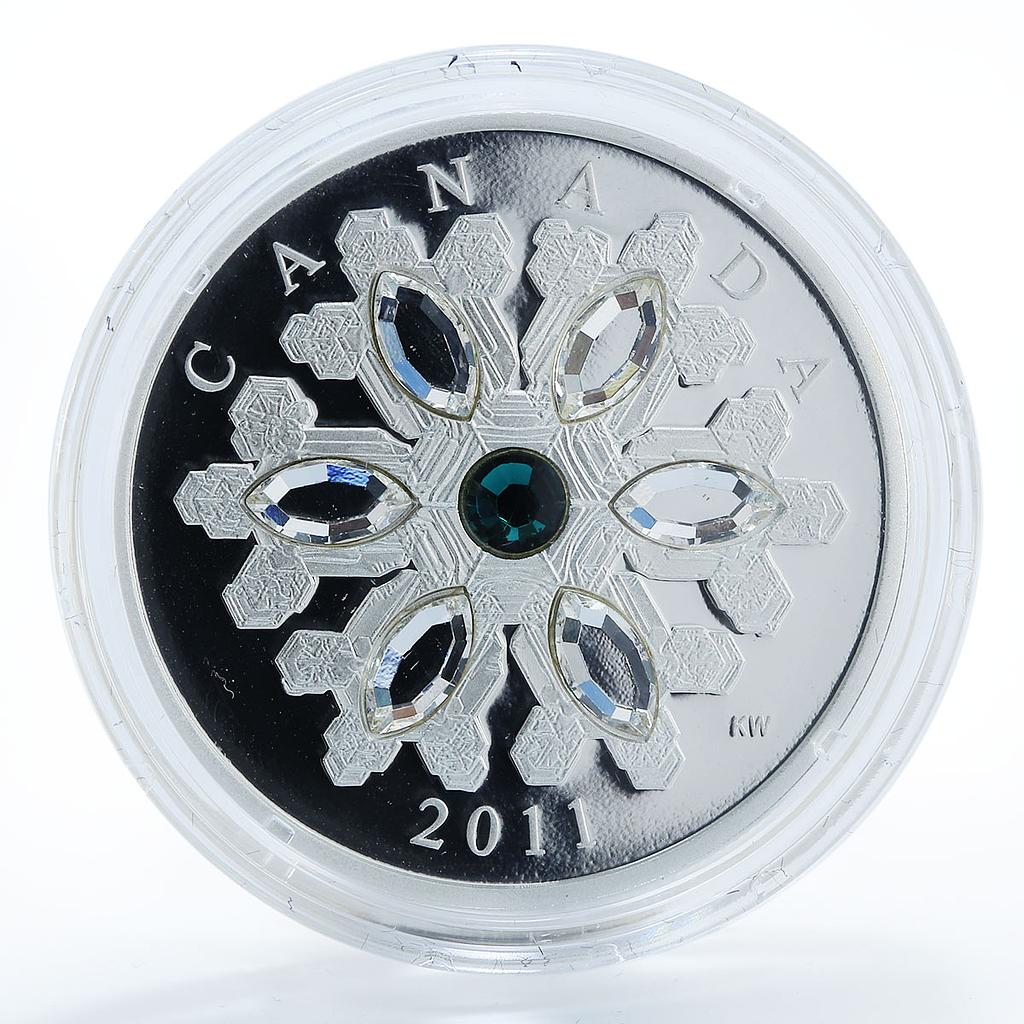 Canada 20 dollars Crystal Snowflake Green Emerald proof silver coin ...