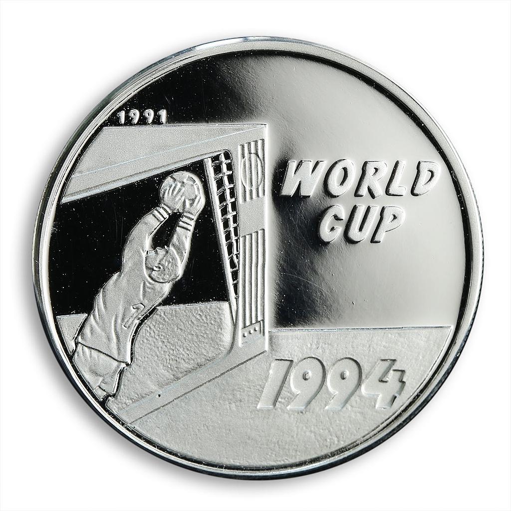 Laos 50 kips FIFA World Cup in the US Football 1994 silver coin 1991 ...