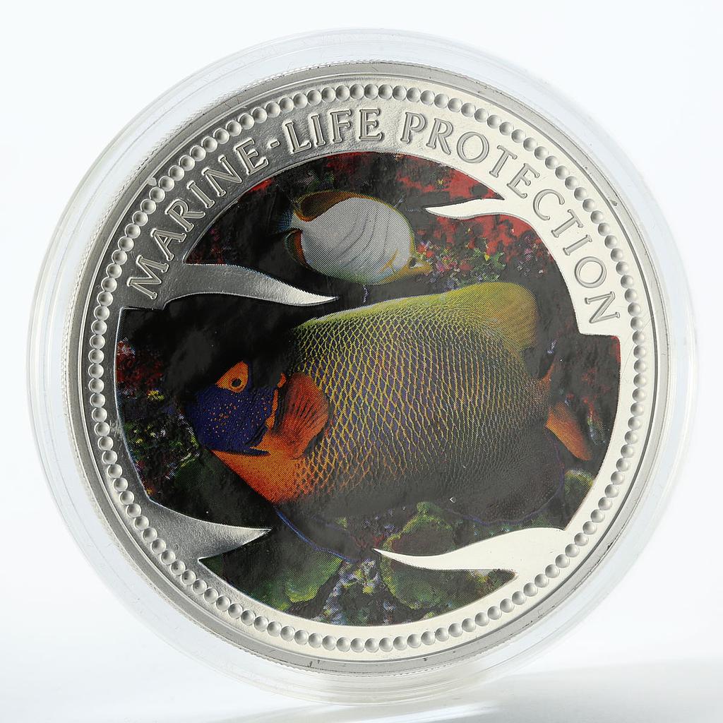 Palau 20 dollars Marine Life Acanthurus Fish silver coin 2001 | Coinsberg