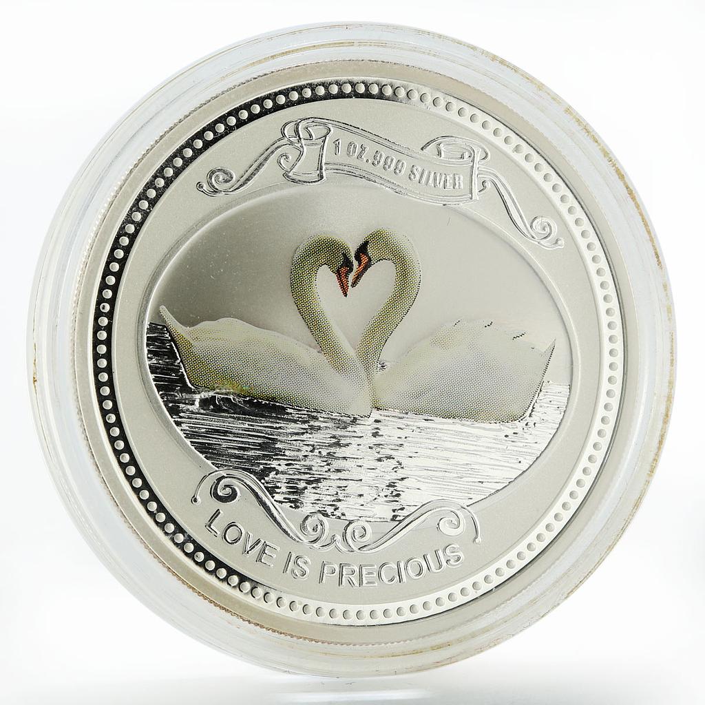 Cook Islands 2 dollars Swan bird Love is precious silver coin 2008 ...
