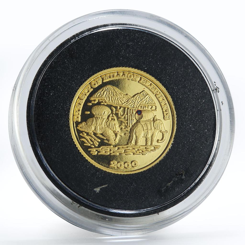 Laos 2000 kip Dynasty of Million Elephants proof gold coin 2000 | Coinsberg