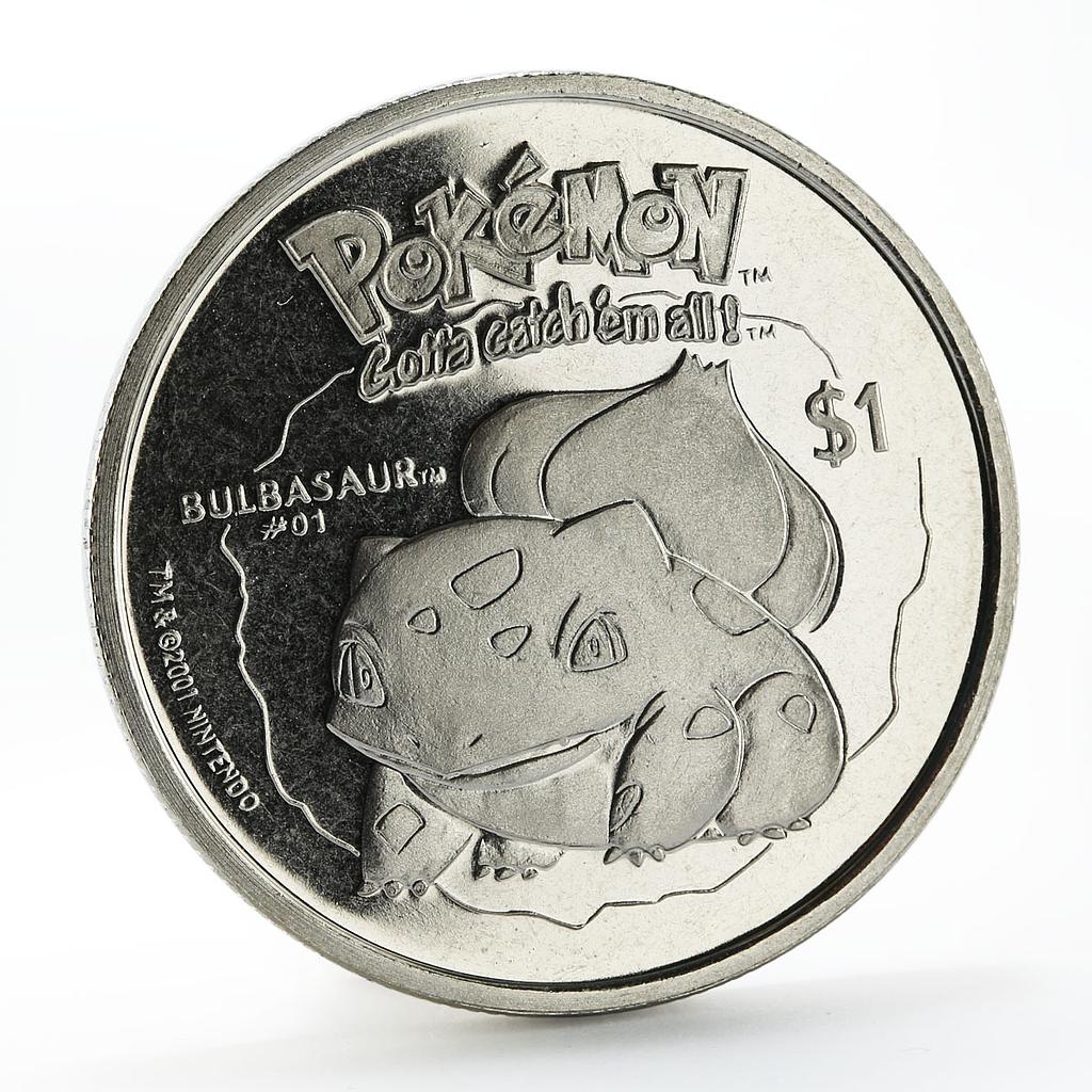 Niue 1 dollar Pokemon Bulbasaur copper-nickel coin 2001 | Coinsberg