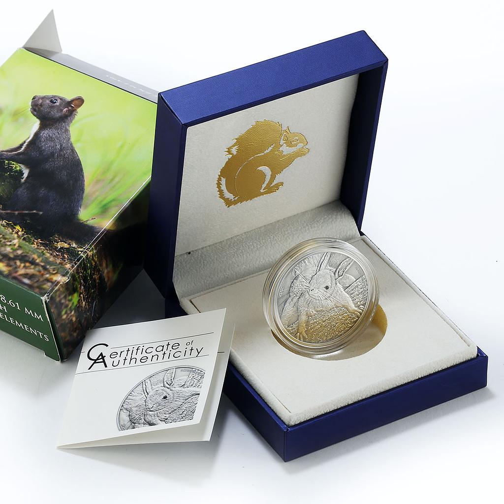 Palau 5 dollars Red Squirrel animals swarovski silver coin 2012 | Coinsberg