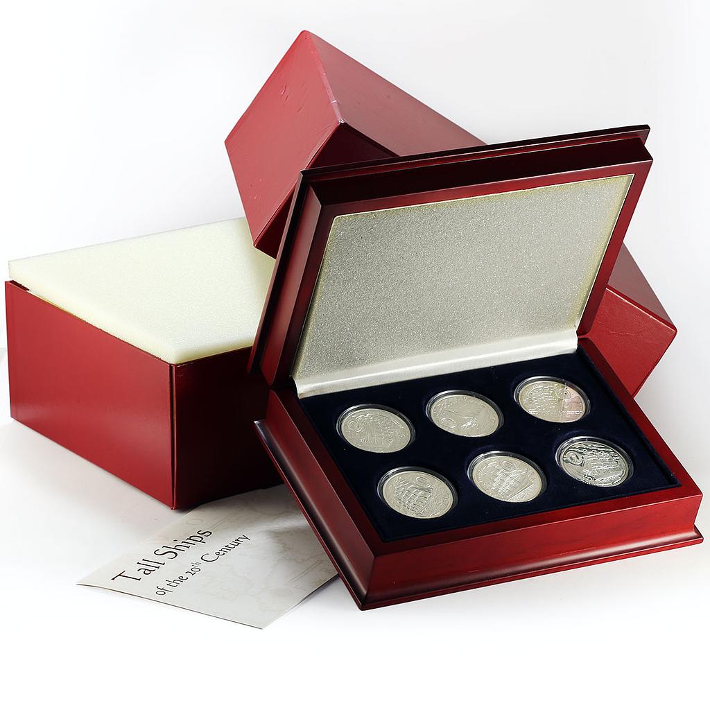 Cook Islands set 6 coins Tall Ships of 20th Century silver 2008 | Coinsberg