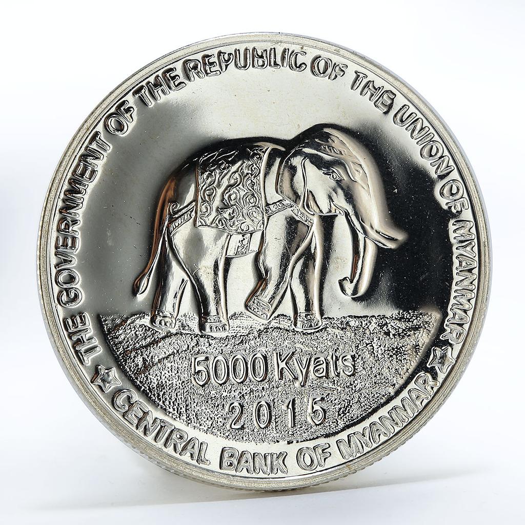 Myanmar 5000 kyats Government of Republic of Union Myanmar silver coin ...