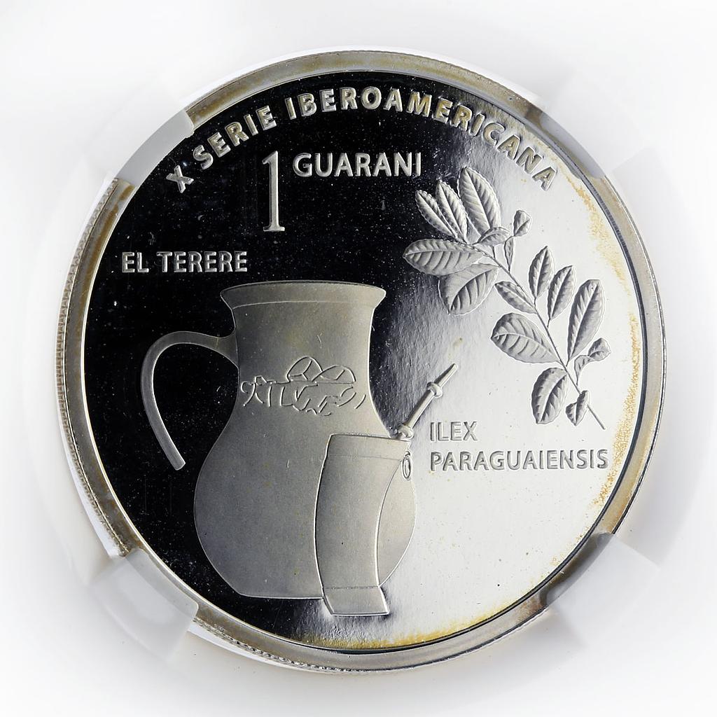 Paraguay 1 guarani Mate Tea pot and cup proof silver coin 2015 | Coinsberg