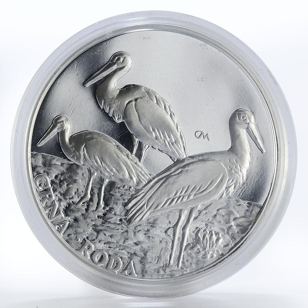 Croatia 200 kuna Baranja region Black Stork animal proof silver coin ...