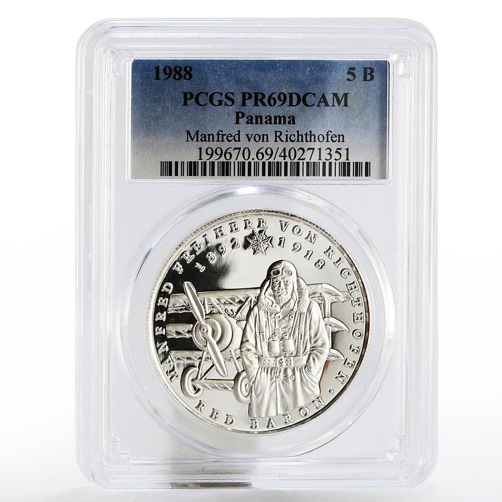 Panama 5 balboas Red Baron Manfred Freiherr Von Richthofen PR69 PCGS ...