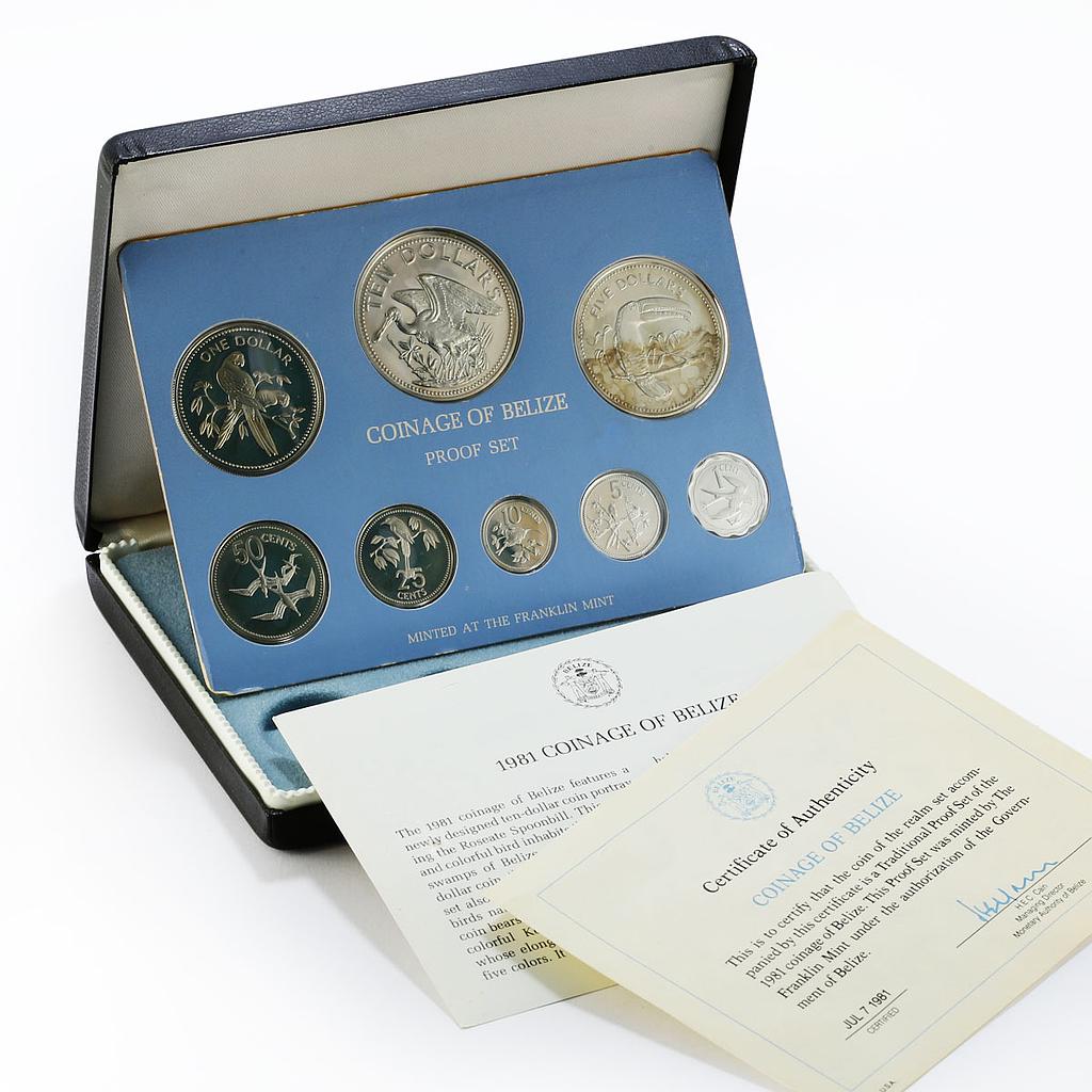 Belize set of 8 coins Birds of mangrove swamps proof coin 1981 | Coinsberg