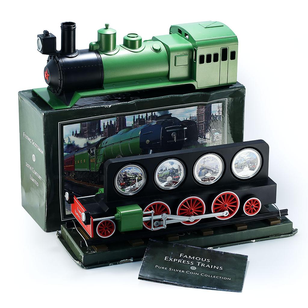 Niue set 4 coins Famous Express Trains proof colored silver 2010 ...