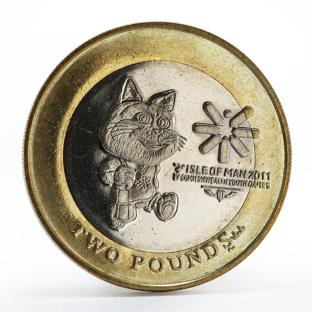 Isle of Man 2 pounds IV Commonwealth Youth Games coin Tosha cat 2011 ...