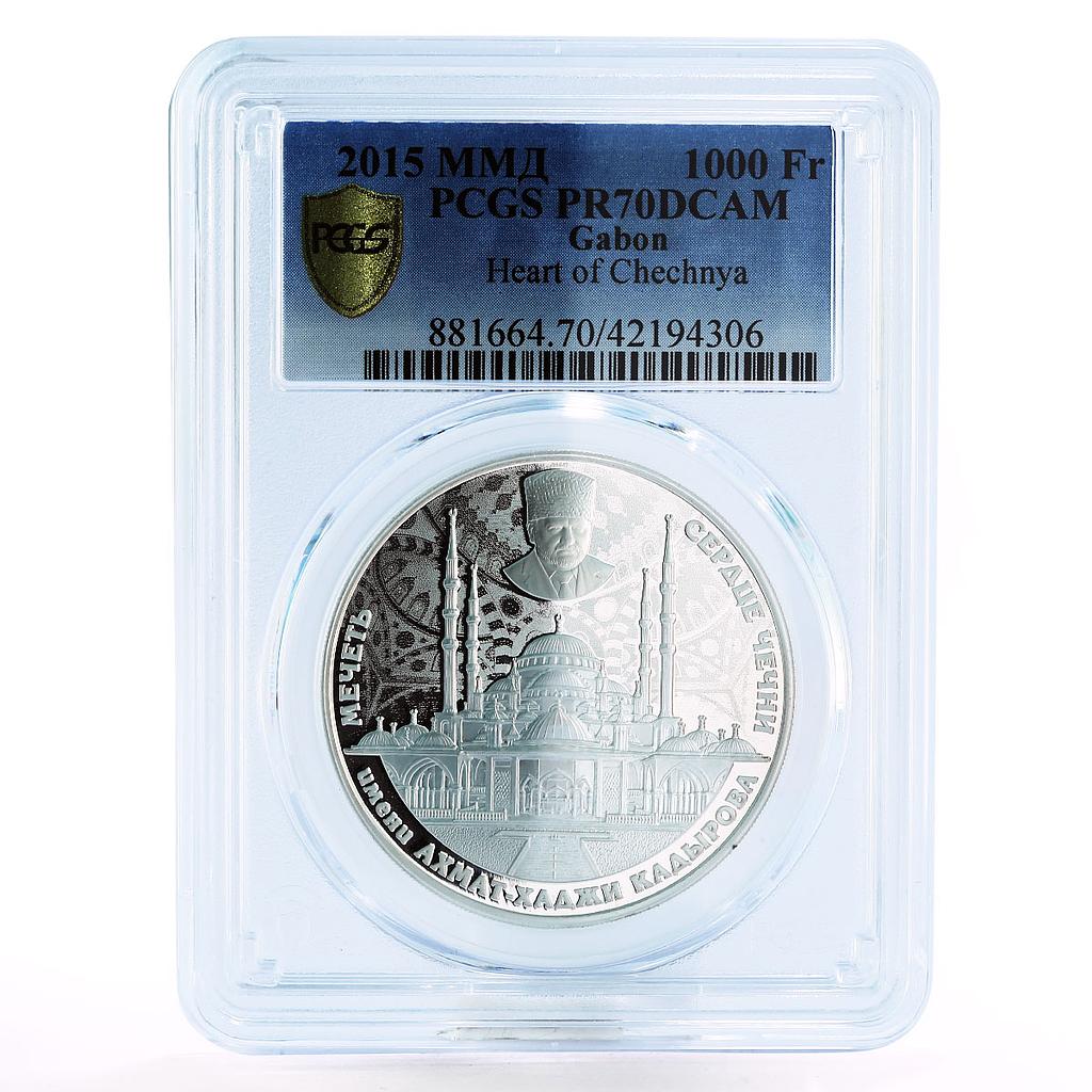 Gabon 1000 francs Mosque Heart of Chechnya Kadyrov PR70 PCGS silver ...