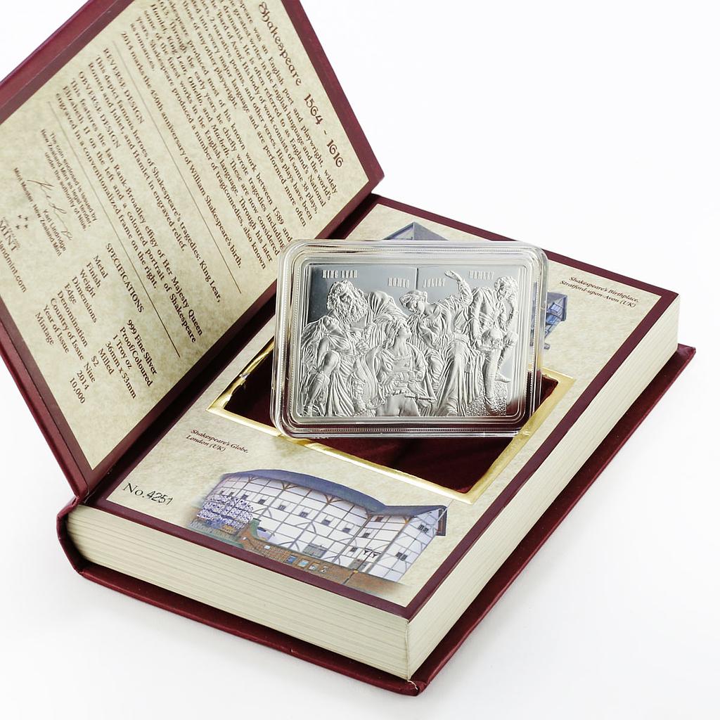 Niue 2 dollars 450th Years William Shakespeare colored proof silver ...
