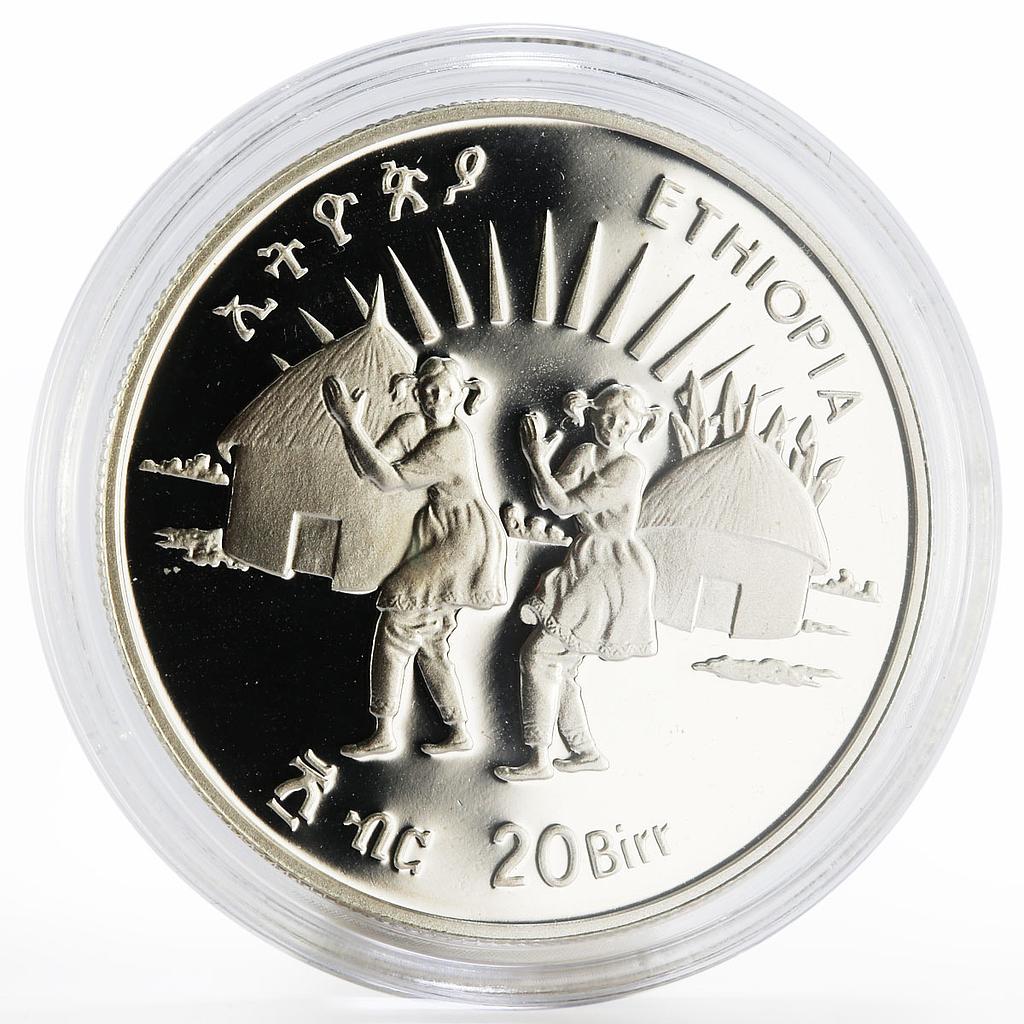 Ethiopia 20 birr Children of the World proof silver coin 1998 | Coinsberg