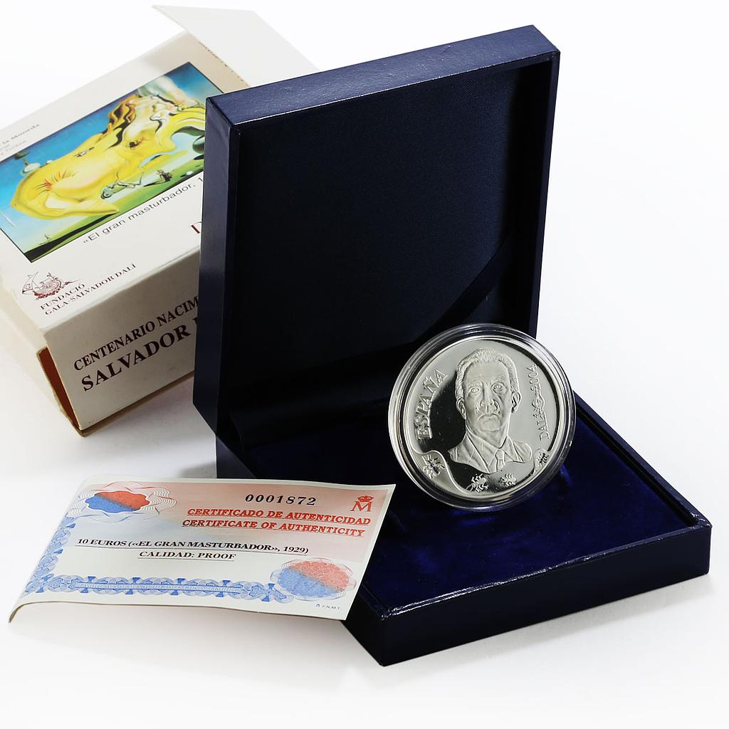 Spain 10 euro 100th Birth Anniversary of Salvador Dali proof silver ...