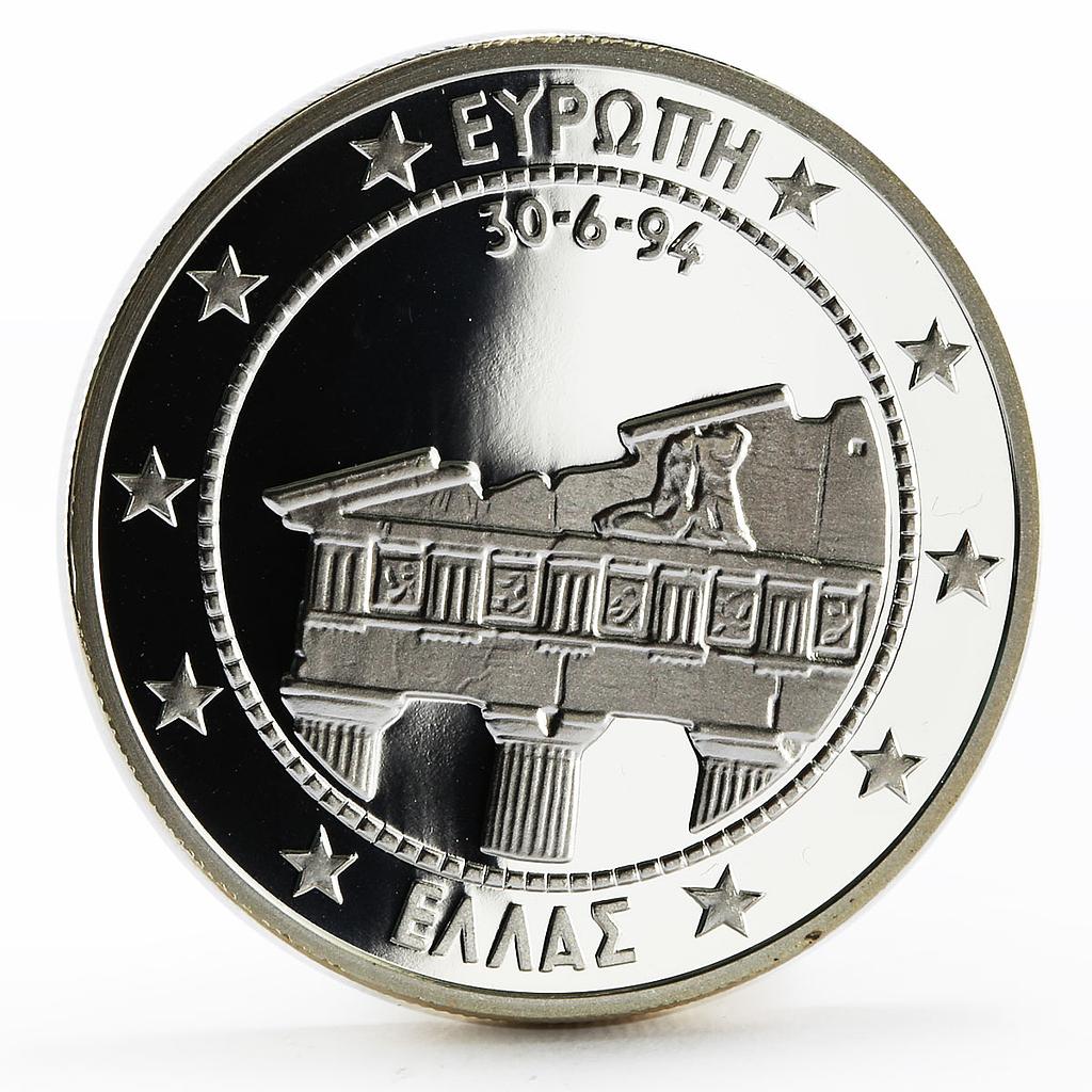 Greece 25 ecu Parthenon and Woman proof silver coin 1994 | Coinsberg
