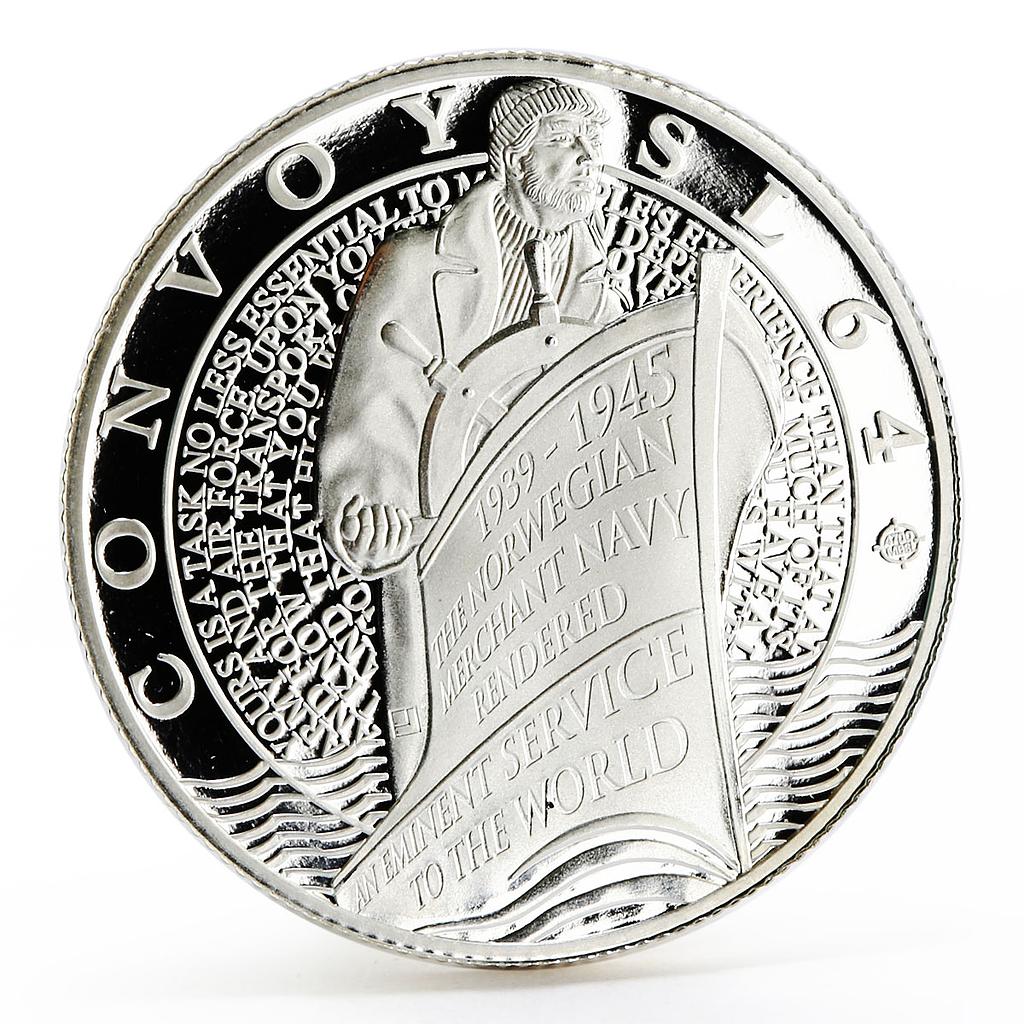 Gibraltar 1 pound Convoy SL 64 series Merchant Navy proof silver coin ...