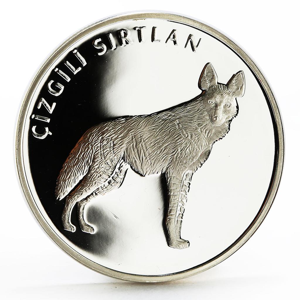 Turkey 20 lira Animal series Striped Hyena proof silver coin 2005 ...