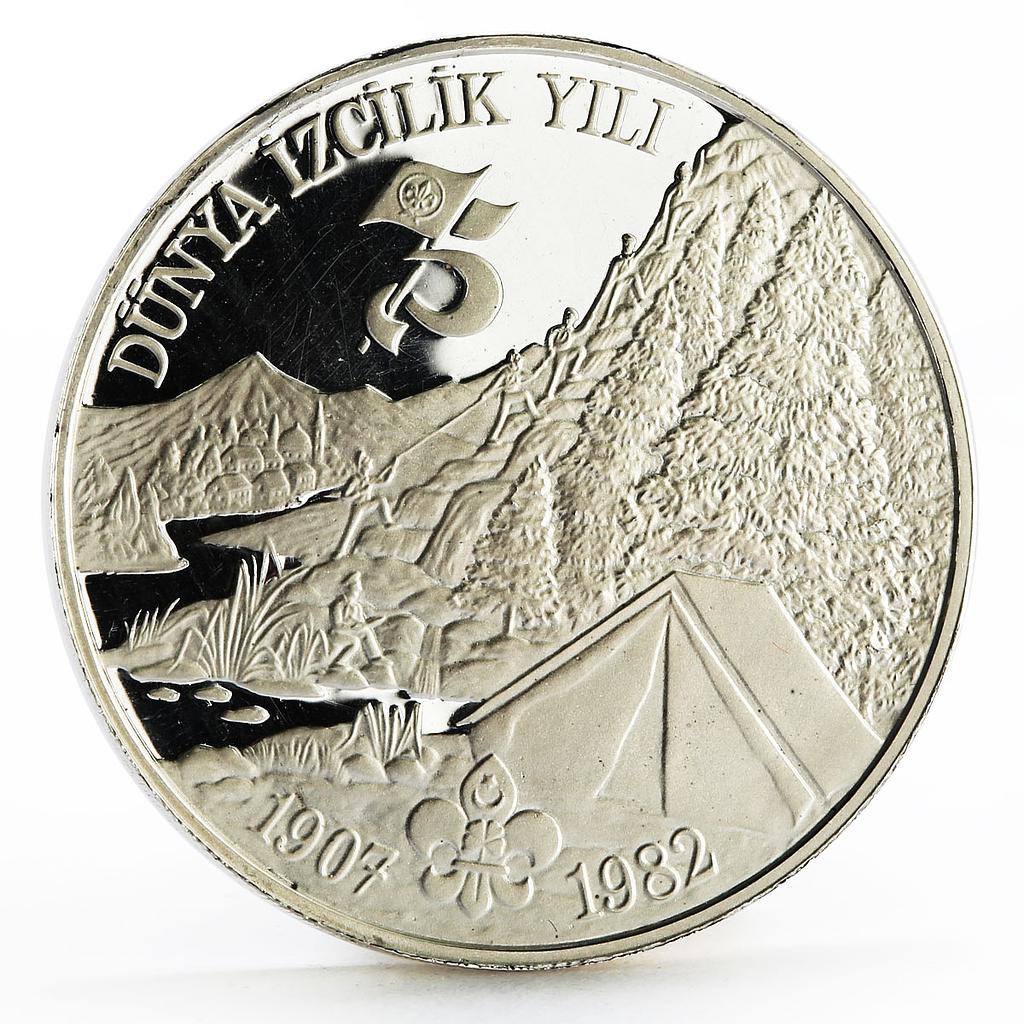 Turkey 3000 lira International Year of the Scout Movement proof silver ...