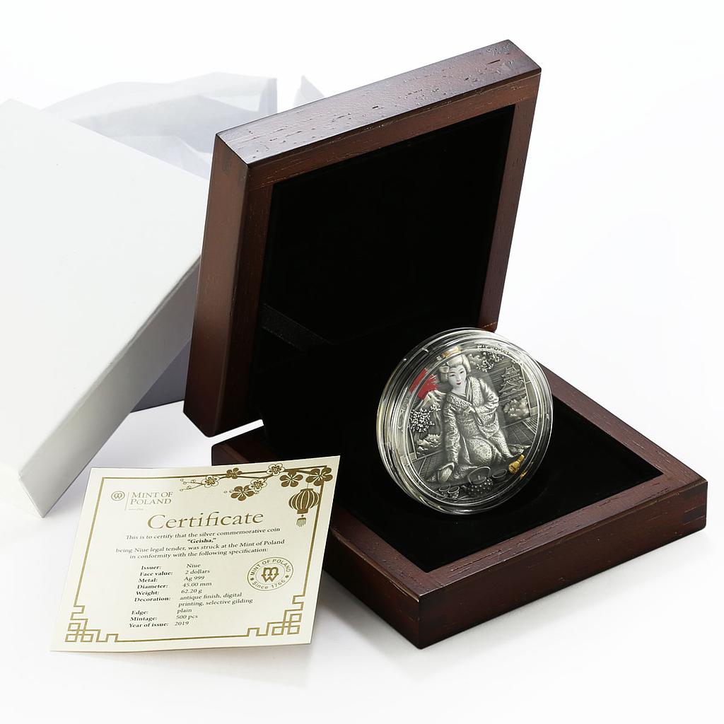Niue 2 dollars Japanese Culture series Geisha colored silver coin 2019 ...