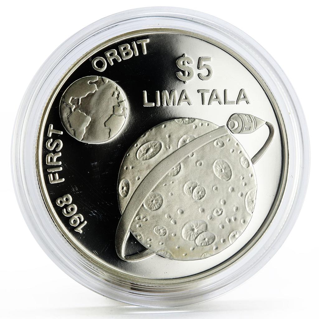 Tokelau 5 dollars Humanity in Space series The First Orbit 1968 silver ...