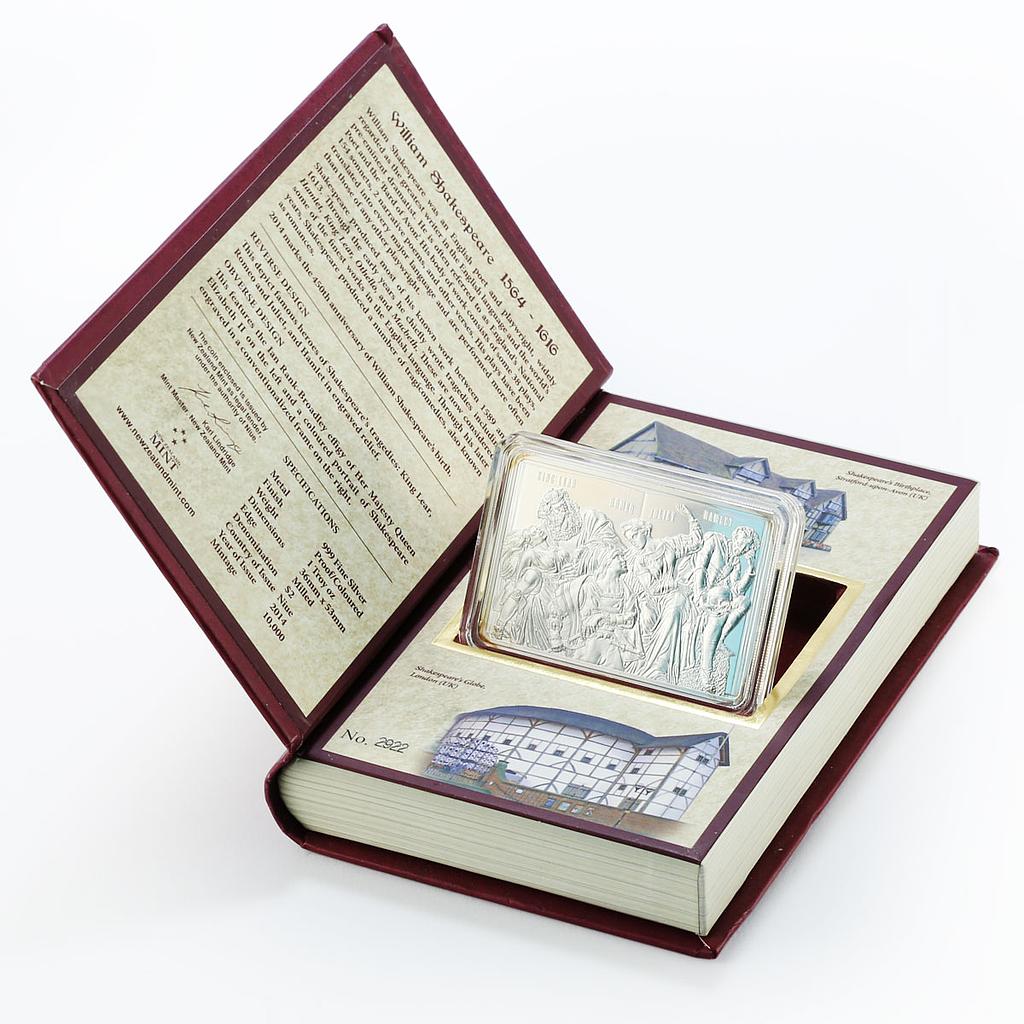 Niue 2 dollars 450 Years of William Shakespeare colored proof silver ...
