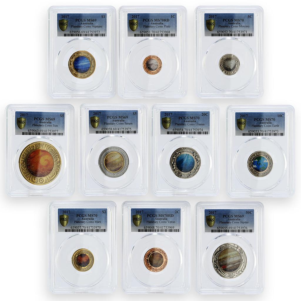 Australia set of 10 coins Planetary Coins Mars Sun Earth MS69*4 MS70*6 ...