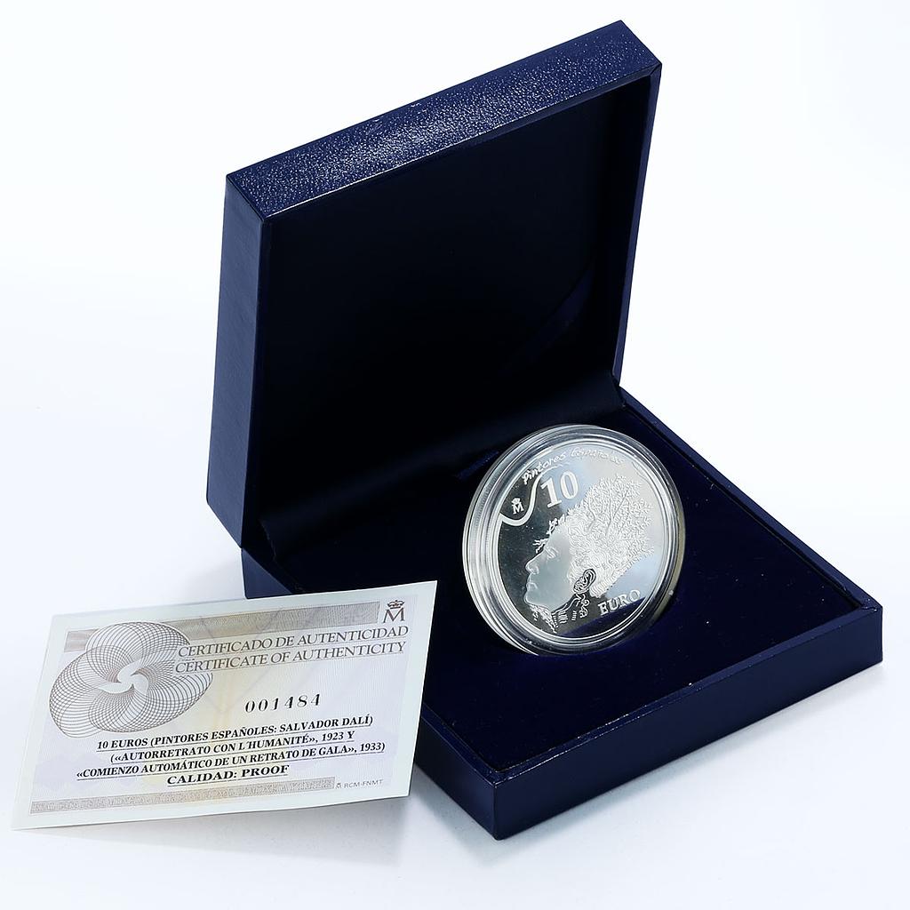 Spain 10 euro Painter Salvador Dali Portrait of Gala Art silver coin ...