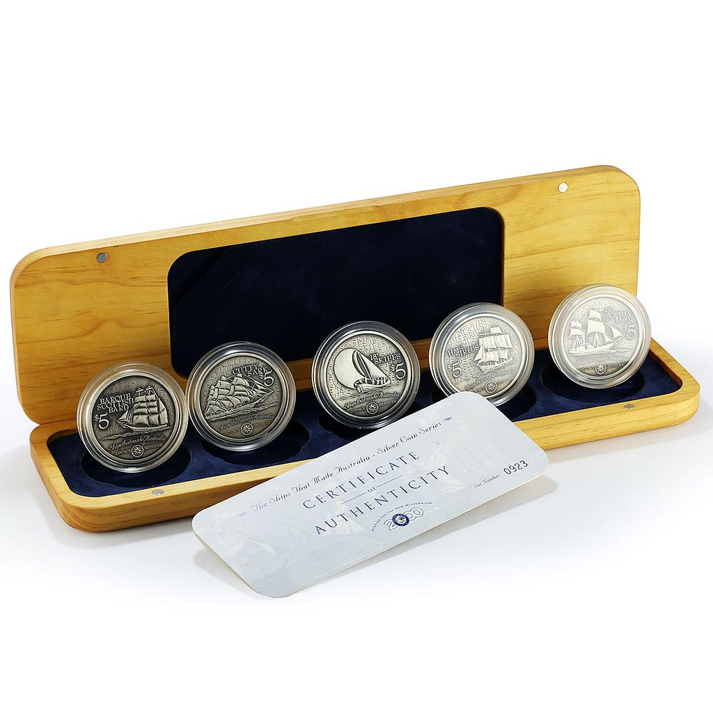 Cook Islands set of 5 coins Ships that made Australia silver coins 1999 ...