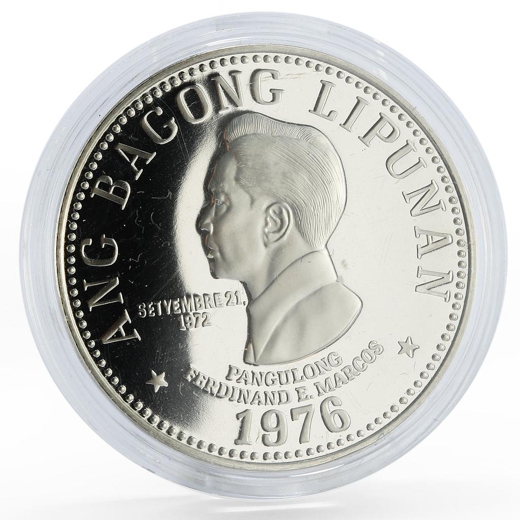 Philippines 5 piso Ferdinand E. Marcos proof nickel coin 1976 | Coinsberg