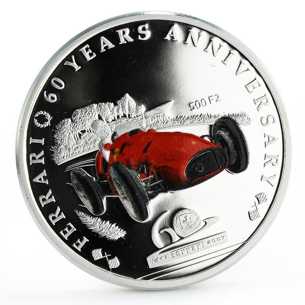 Palau 2 dollars 60th Anniversary of Ferrari 500 F2 Bolide silver coin ...